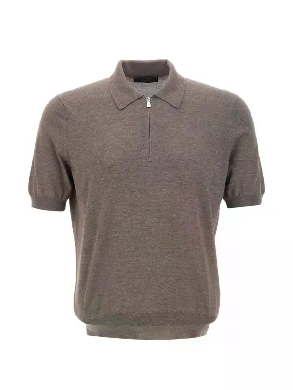 GRAN SASSO Half-zip Short-sleeve Polo Shirt - Brown