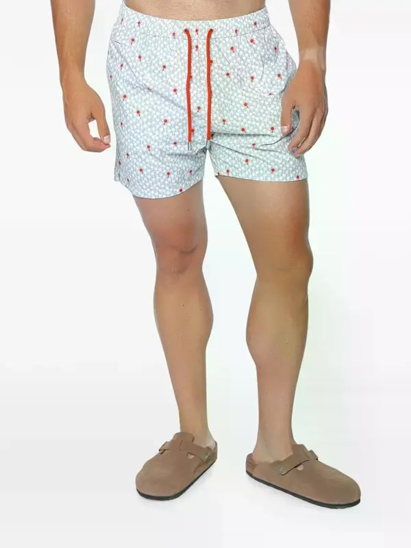 MC2 SAINT BARTH Lighting Micro Stretch Palm Tree-print Swim Shorts - Blue