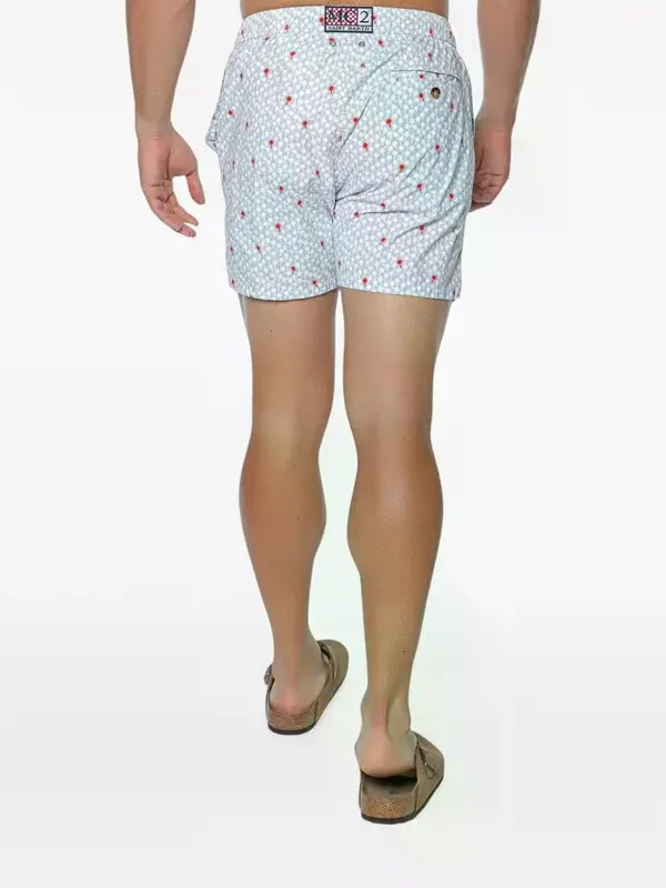 MC2 SAINT BARTH Lighting Micro Stretch Palm Tree-print Swim Shorts - Blue