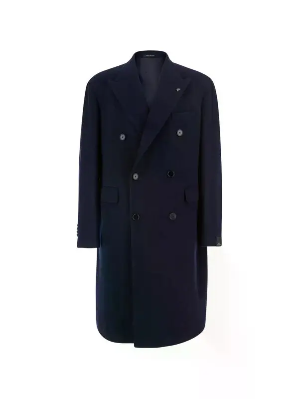 Tagliatore Double-breasted Peak-lapel Coat - Blue