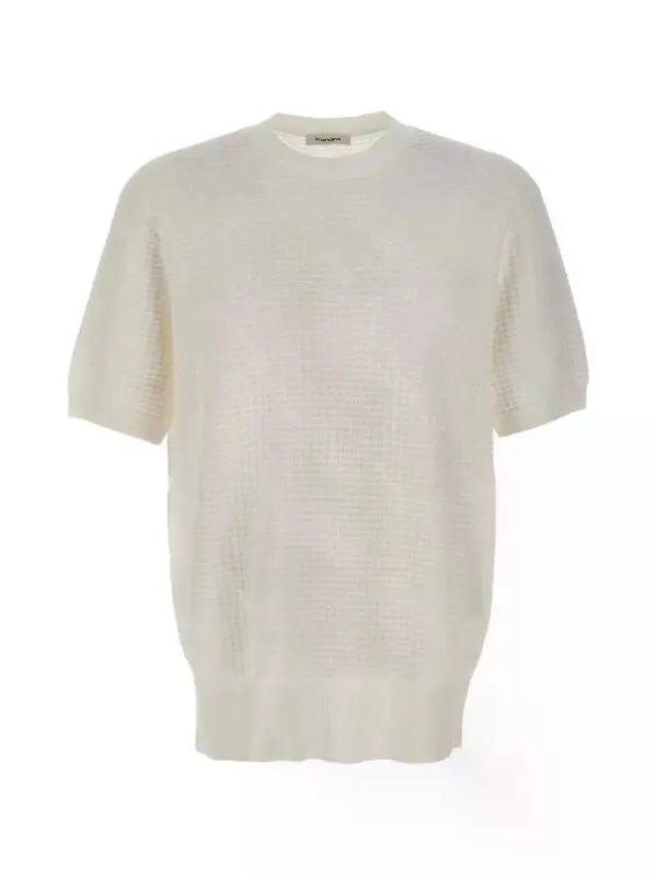 KANGRA Honeycomb-stitch Short-sleeved Sweater - Neutrals