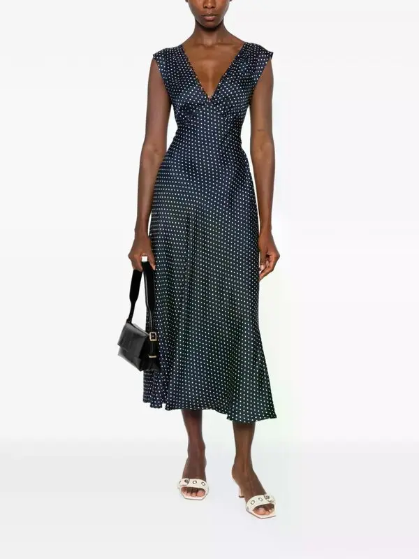 DÔEN Tahlia Polka-dot Midi Dress - Blue