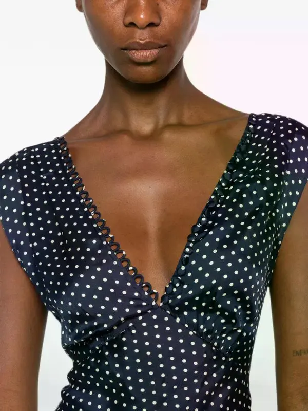DÔEN Tahlia Polka-dot Midi Dress - Blue