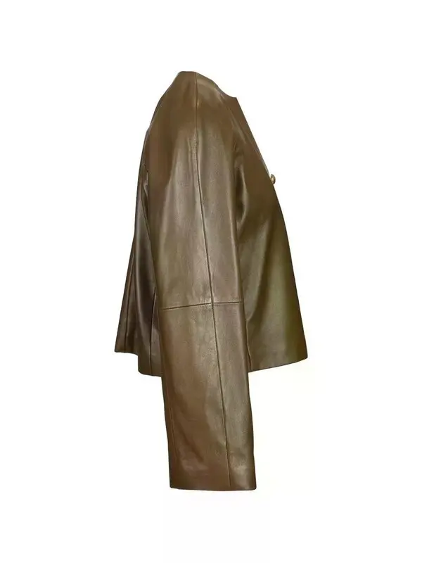 Max Mara Round-neck Leather Jacket