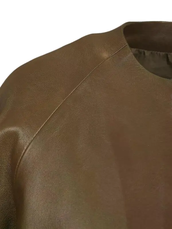 Max Mara Round-neck Leather Jacket
