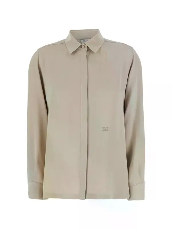 Max Mara Mxmgeranio Logo-embroidered Shirt - Neutrals