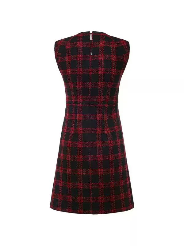 Pinko Mini Check-pattern Buckle-detail Dress - Red