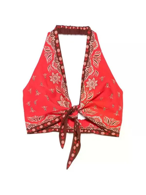 Farm Rio Ainika Floral-print Blouse - Red