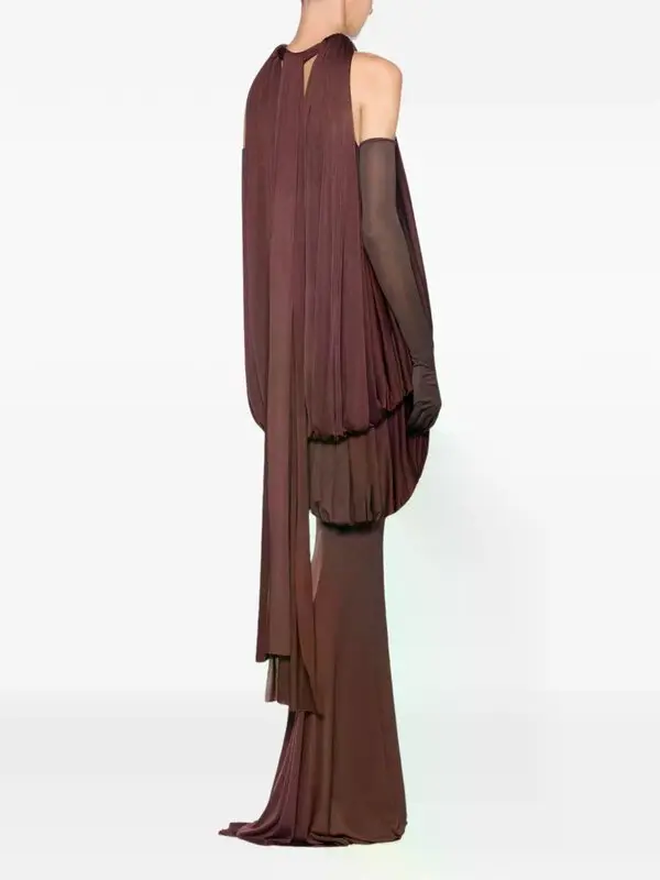 CHATS BY C.DAM Mayer Draped Bodice Maxi Dress With Hardware Detail - Red