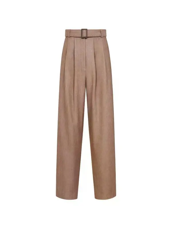 BATAKOVIC Portofino Belted Pleated Trousers - Brown