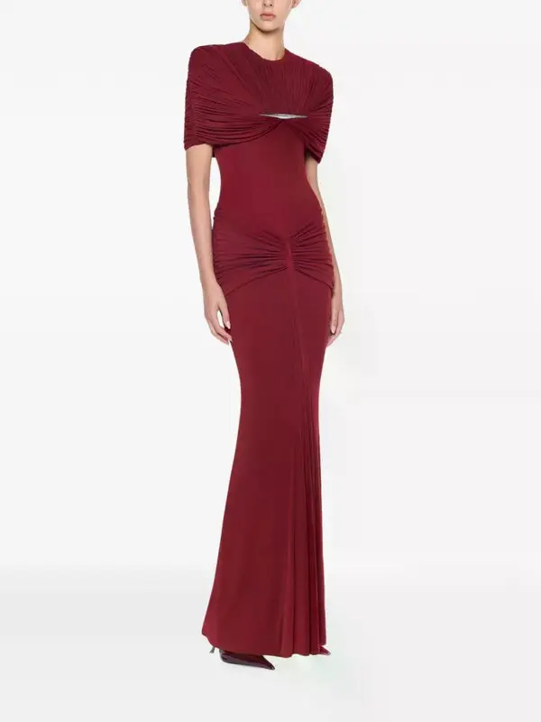 CHATS BY C.DAM Virginia Draped Metal-accessory Maxi Dress - Red