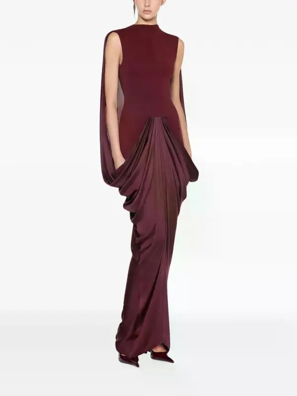 CHATS BY C.DAM Lynn Draped Straight-cut Maxi Dress - Red