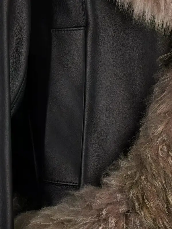 BLANCHA Shearling-trim Leather Jacket - Black