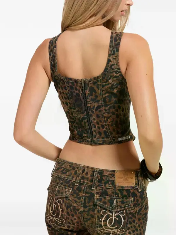 Juicy Couture Lace-up Leopard-print Corset