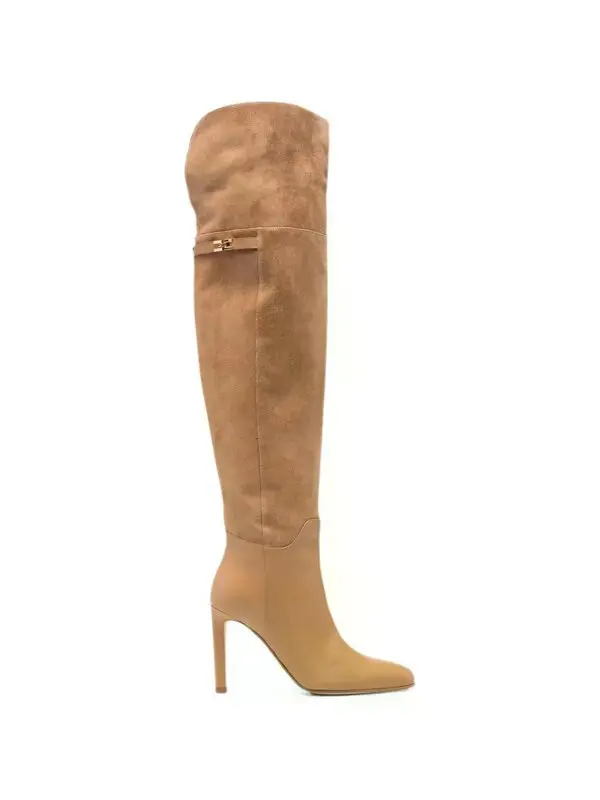 Elisabetta Franchi Logo-plaque Over-the-knee Boots - Neutrals