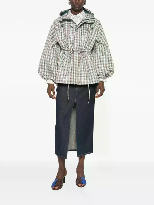 DAMSON MADDER Liu Check Drawstring Raincoat