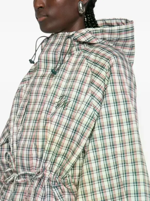 DAMSON MADDER Liu Check Drawstring Raincoat