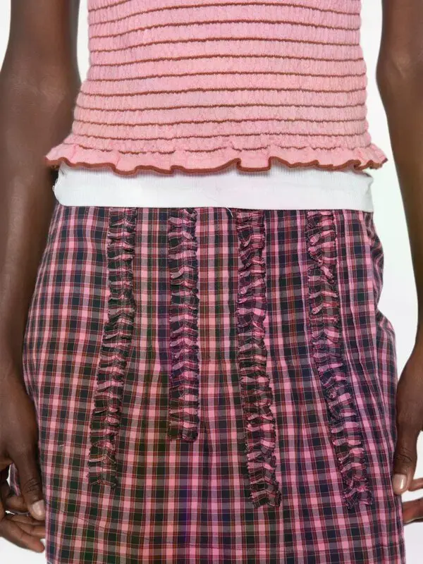 DAMSON MADDER Glinda Ruffled Checked Mini Skirt