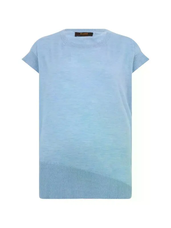 MOORER Short-sleeve Cashmere Sweater - Blue