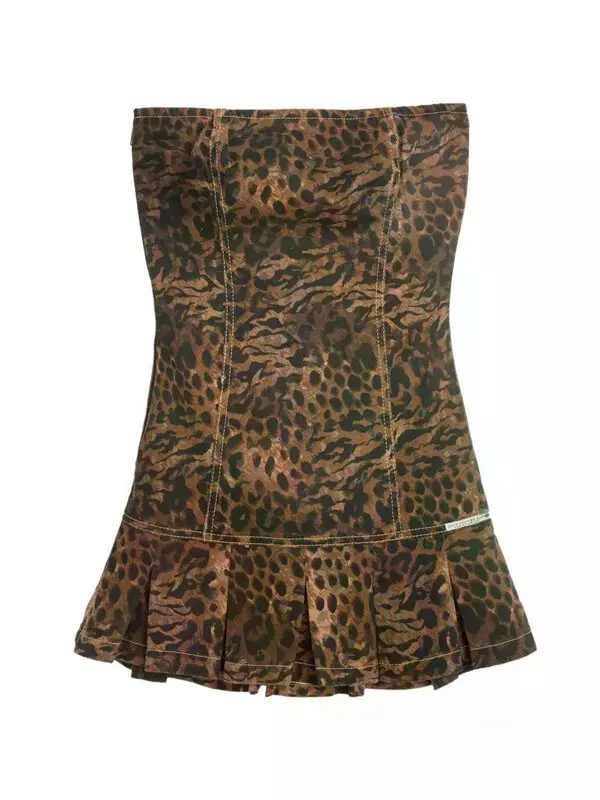 Juicy Couture Animal-print Pleated Mini Dress - Brown