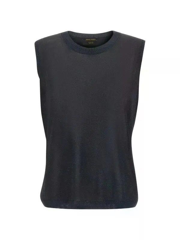 GRAN SASSO Lurex-knit Sleeveless Top - Black