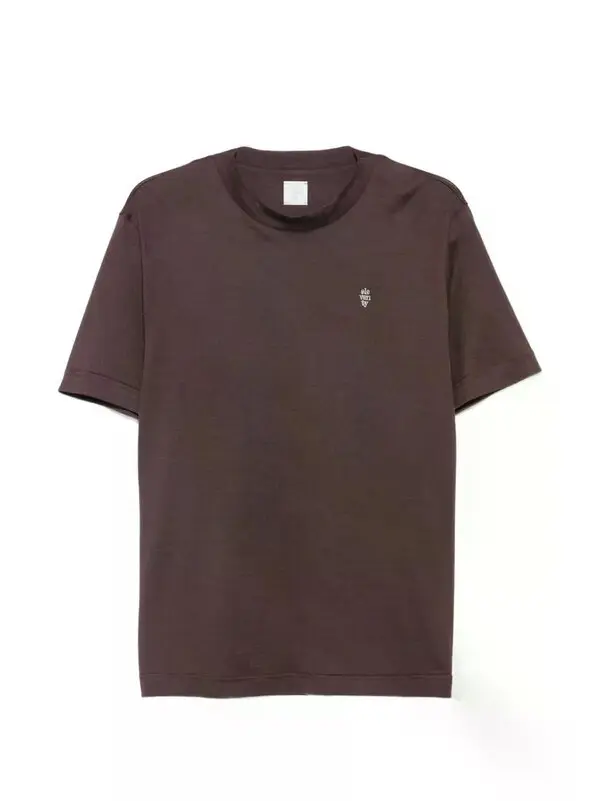 Eleventy Logo-embroidery T-shirt - Brown