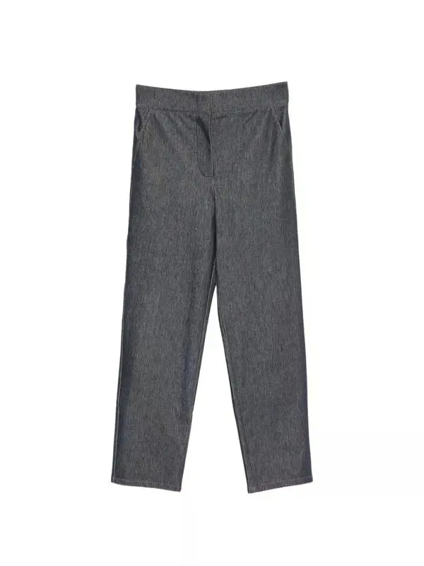Max Mara Elasticated-waistband Logo-patch Trousers - Blue