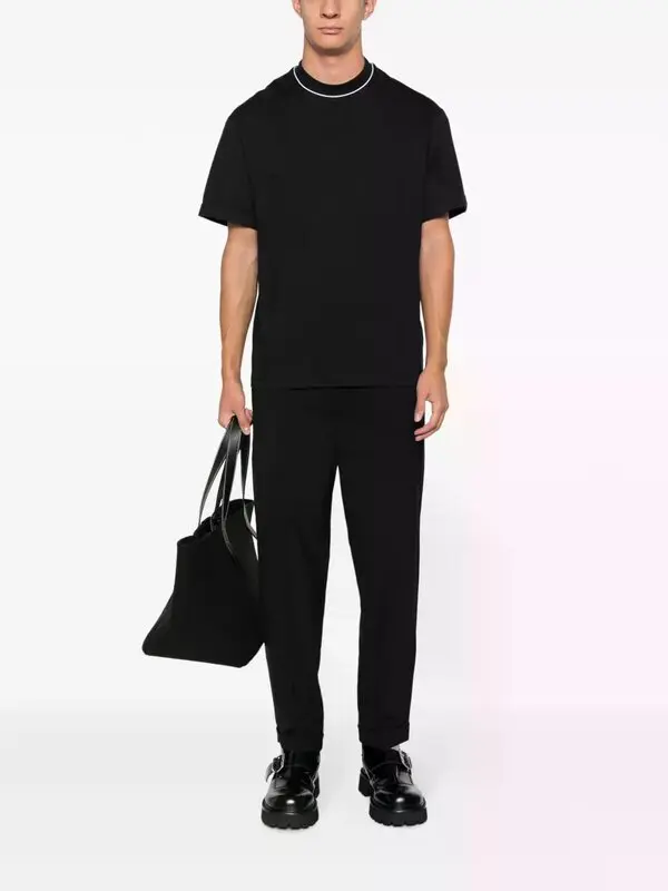 Neil Barrett Elasticated-waist Cotton Tapered Trousers - Black