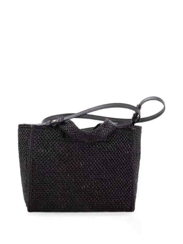 Loewe Paula's Ibiza Logo Convertible Raffia Mini Tote Bag - Black
