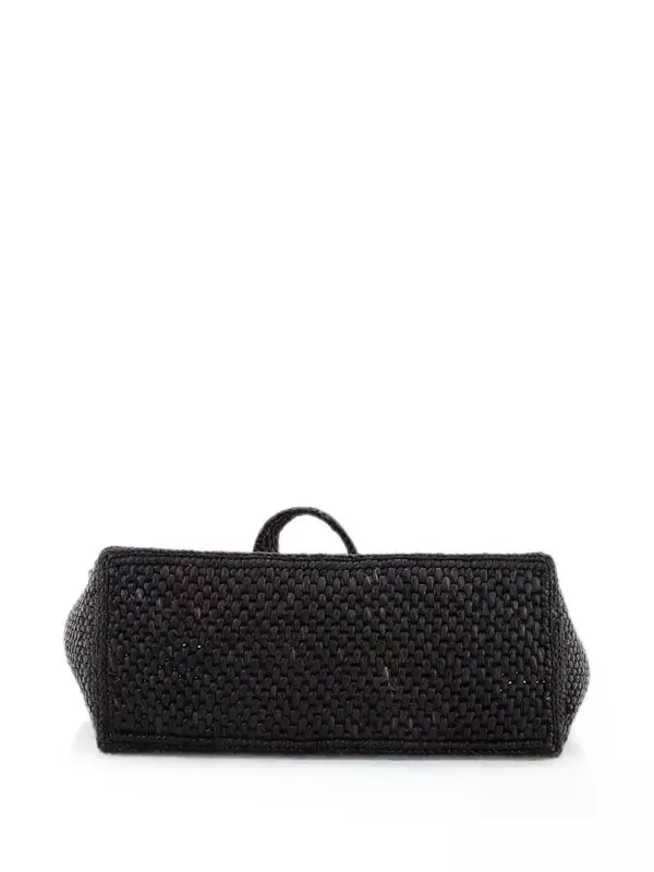 Loewe Paula's Ibiza Logo Convertible Raffia Mini Tote Bag - Black