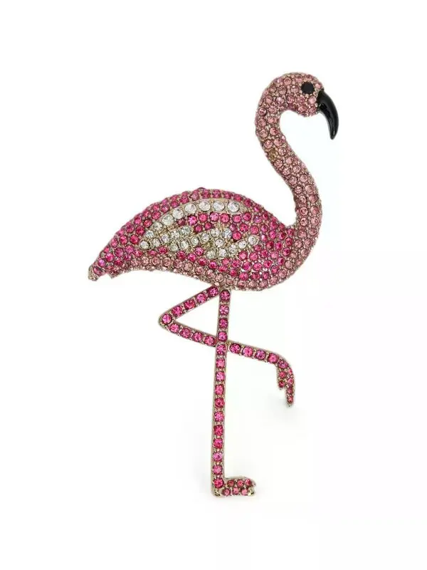 Max Mara Flamingo Rhinestone-embellished Brooch - Pink
