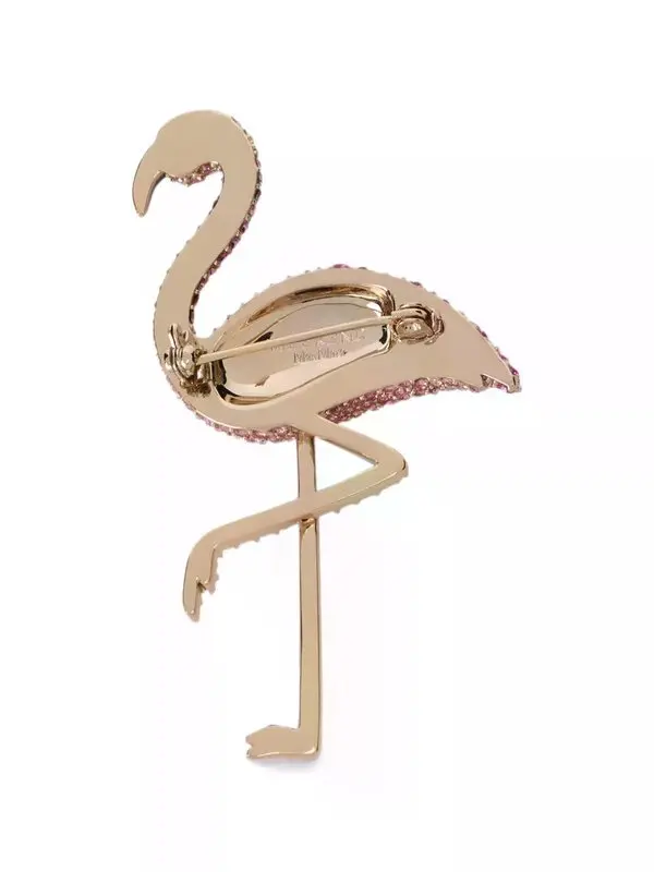 Max Mara Flamingo Rhinestone-embellished Brooch