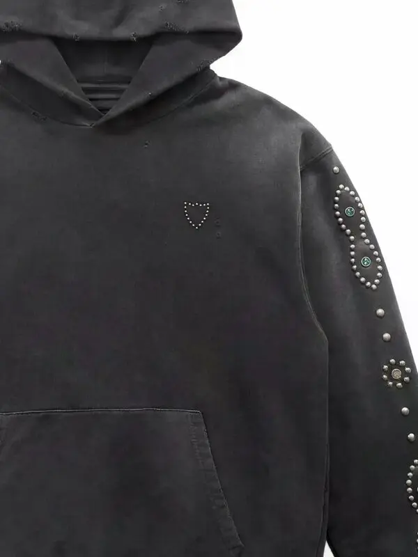 HTC LOS ANGELES Moustache Studded Distressed Hoodie