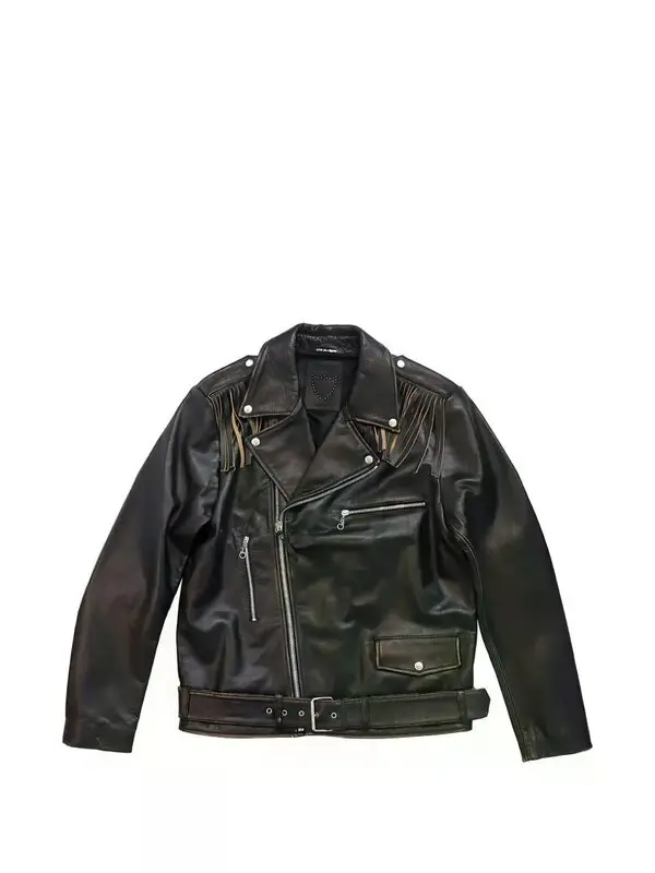 HTC LOS ANGELES Mick Fringe-detail Leather Jacket - Black