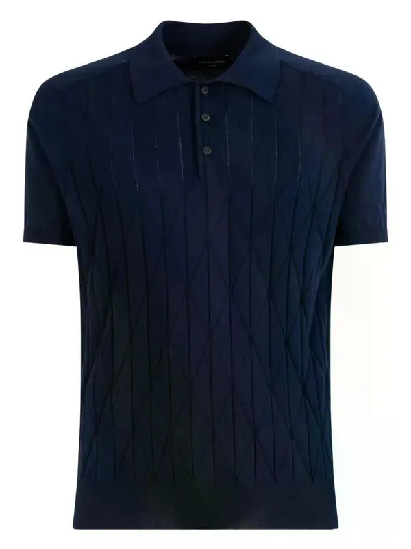 ROBERTO COLLINA Diamond-pattern Polo Shirt - Blue