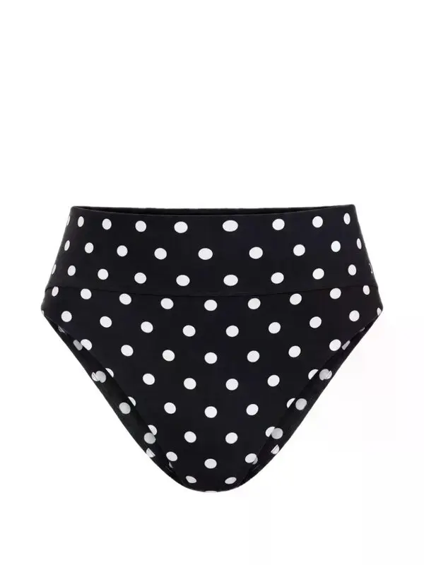 NICHOLAS Nerea High-waist Bikini Bottoms Ivory Polka Dot - Black
