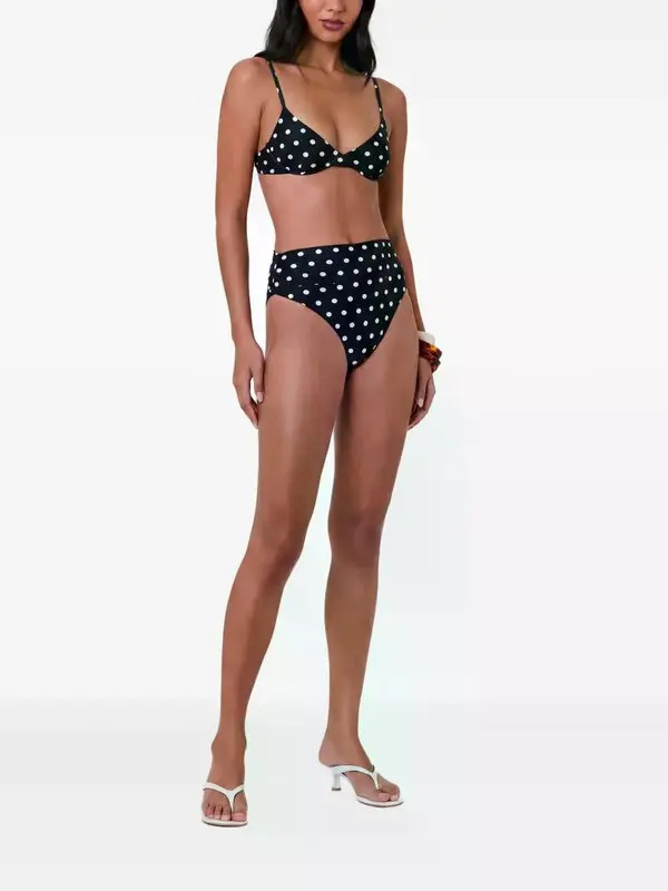 NICHOLAS Nerea High-waist Bikini Bottoms Ivory Polka Dot - Black
