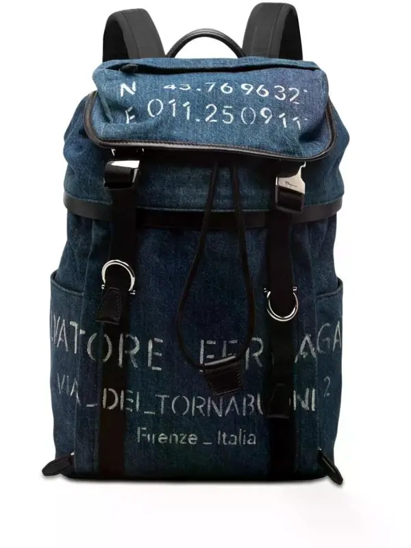 FERRAGAMO 2015 Printed Denim Backpack