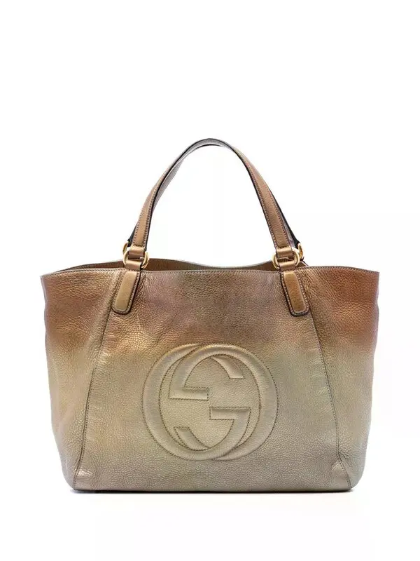 Gucci 2016-2026 Medium Ombre Pebbled Calfskin Soho Cellarius Tote Bag - Gold