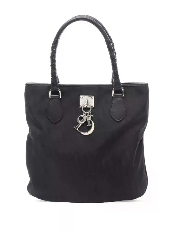 Dior 2002-2006 Diorissimo Trotter Canvas Lovely Charm Tote Bag - Black