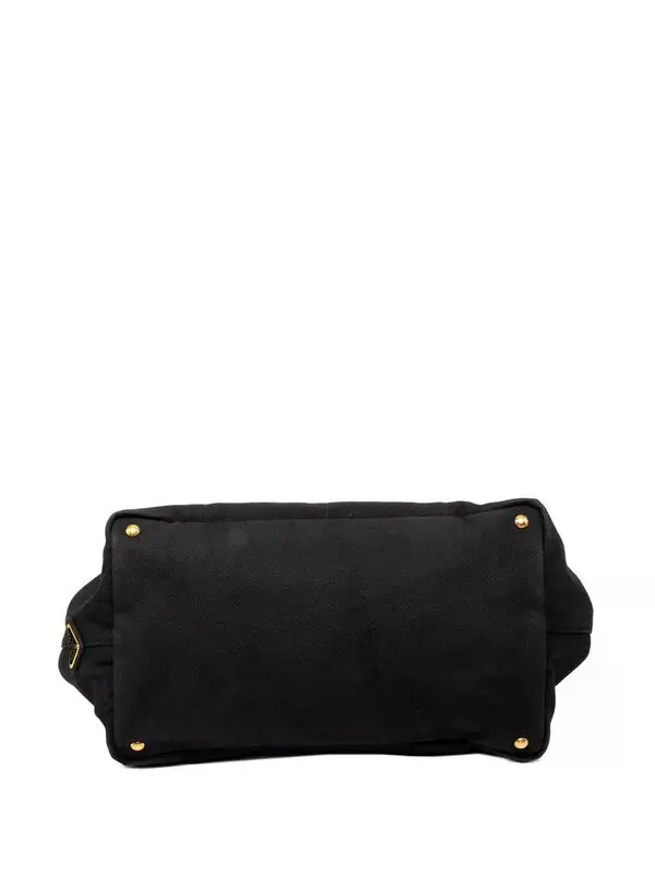 Prada 2013-2026 Large Canvas Canapa Logo Tote Satchel - Black