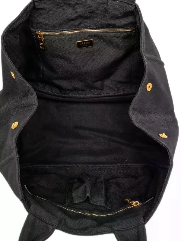 Prada 2013-2026 Large Canvas Canapa Logo Tote Satchel - Black