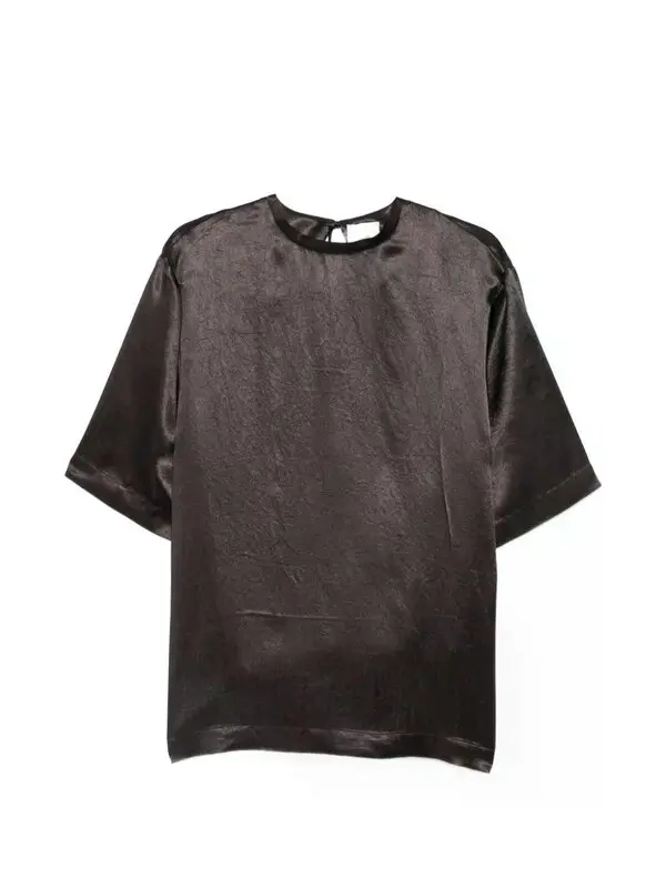 ALYSI Crinkled-finish T-shirt - Brown