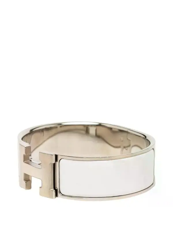 Hermès Enamel And Palladium-plated Metal Clic Clac H Bracelet Gm - White