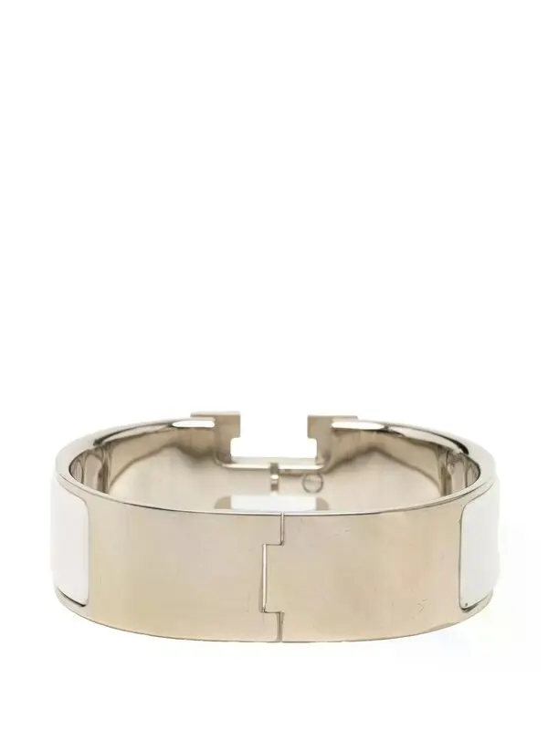 Hermès Enamel And Palladium-plated Metal Clic Clac H Bracelet Gm - White