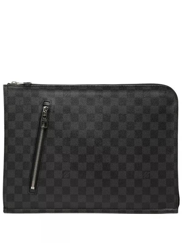 LOUIS VUITTON 2013 Damier Graphite Poche Documents Portfolio Clutch Bag - Black