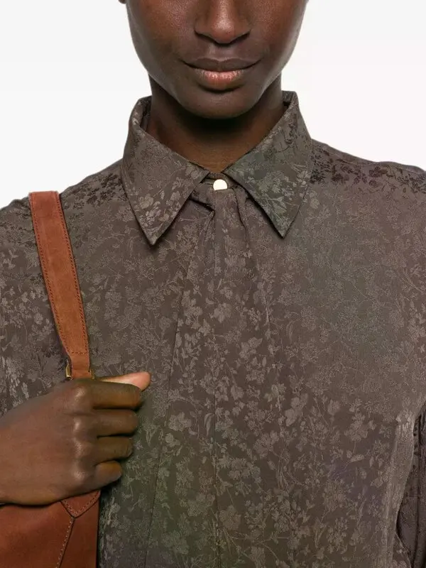 Alberta Ferretti Floral Jacquard Pussy-bow Shirt