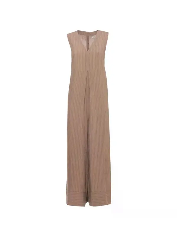 EMME Emmonore Striped V-neck Jumpsuit - Brown