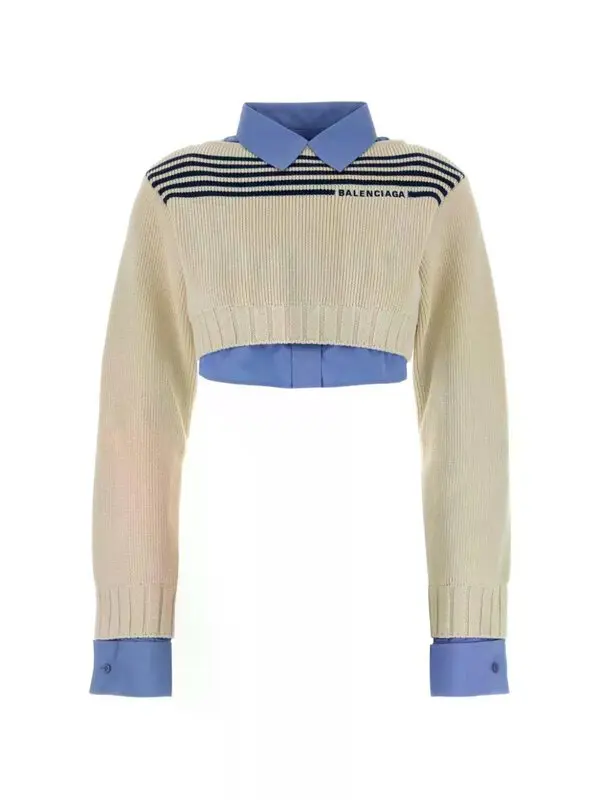 Balenciaga Striped Layered-effect Sweater - Neutrals
