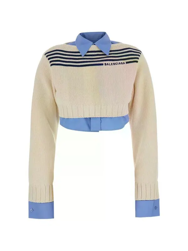 Balenciaga Striped Layered Effect Sweater - Neutrals